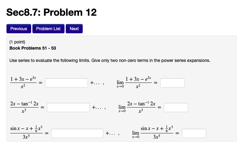 Solved Sec8.7: Problem 12 Problem List Next Previous (1 | Chegg.com