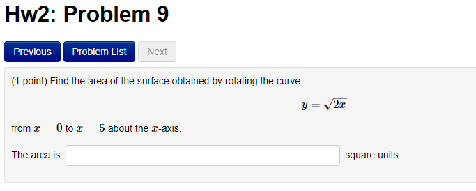 Solved Hw2: Problem 9 Previous Problem List Next (1 point) | Chegg.com