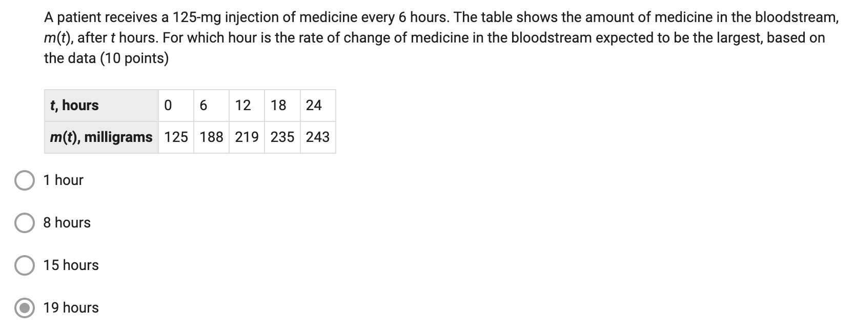 Solved A patient receives a 125−mg injection of medicine | Chegg.com