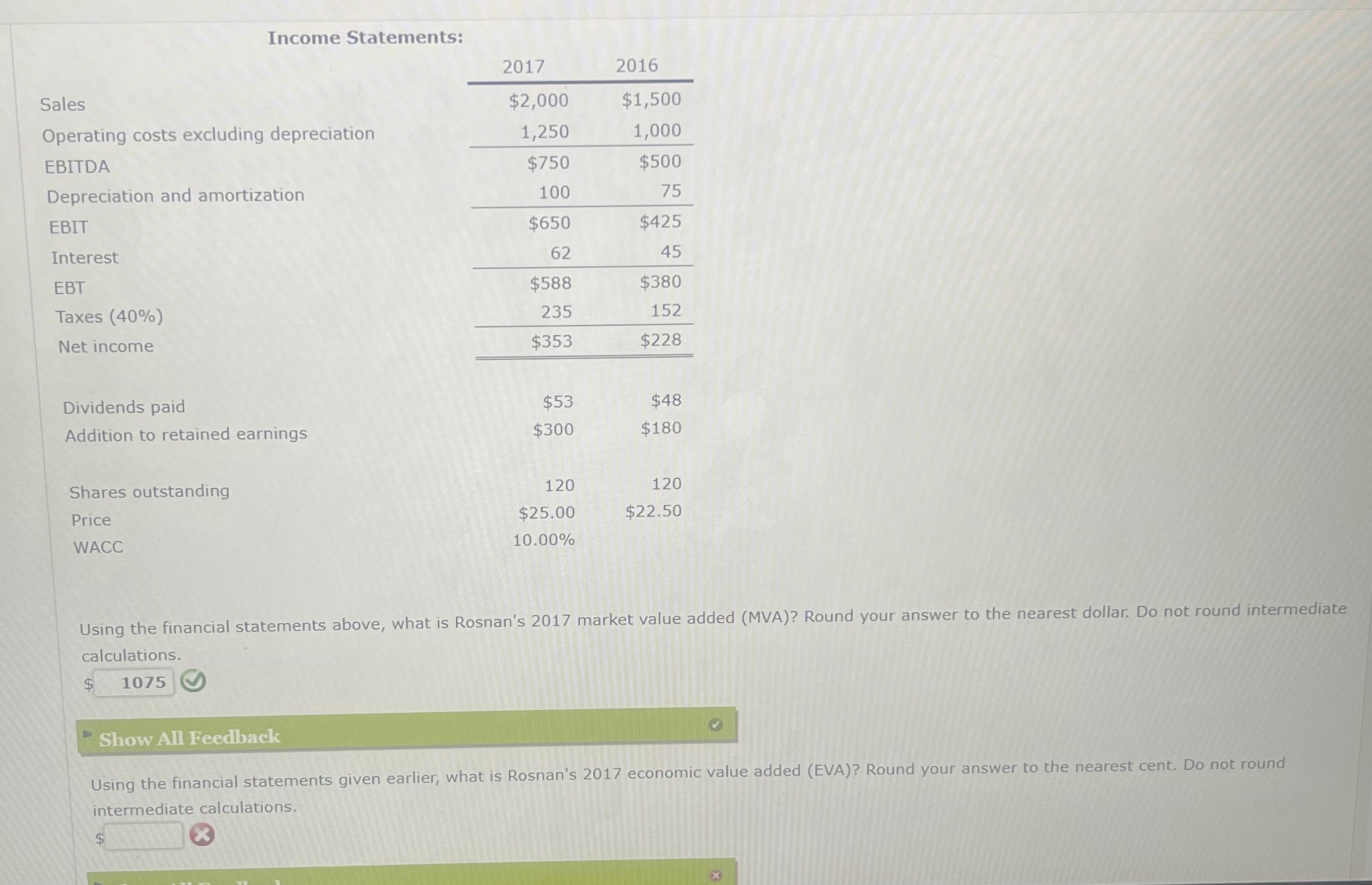Solved Quantitative Problem: Rosnan Industries' 2017 and | Chegg.com