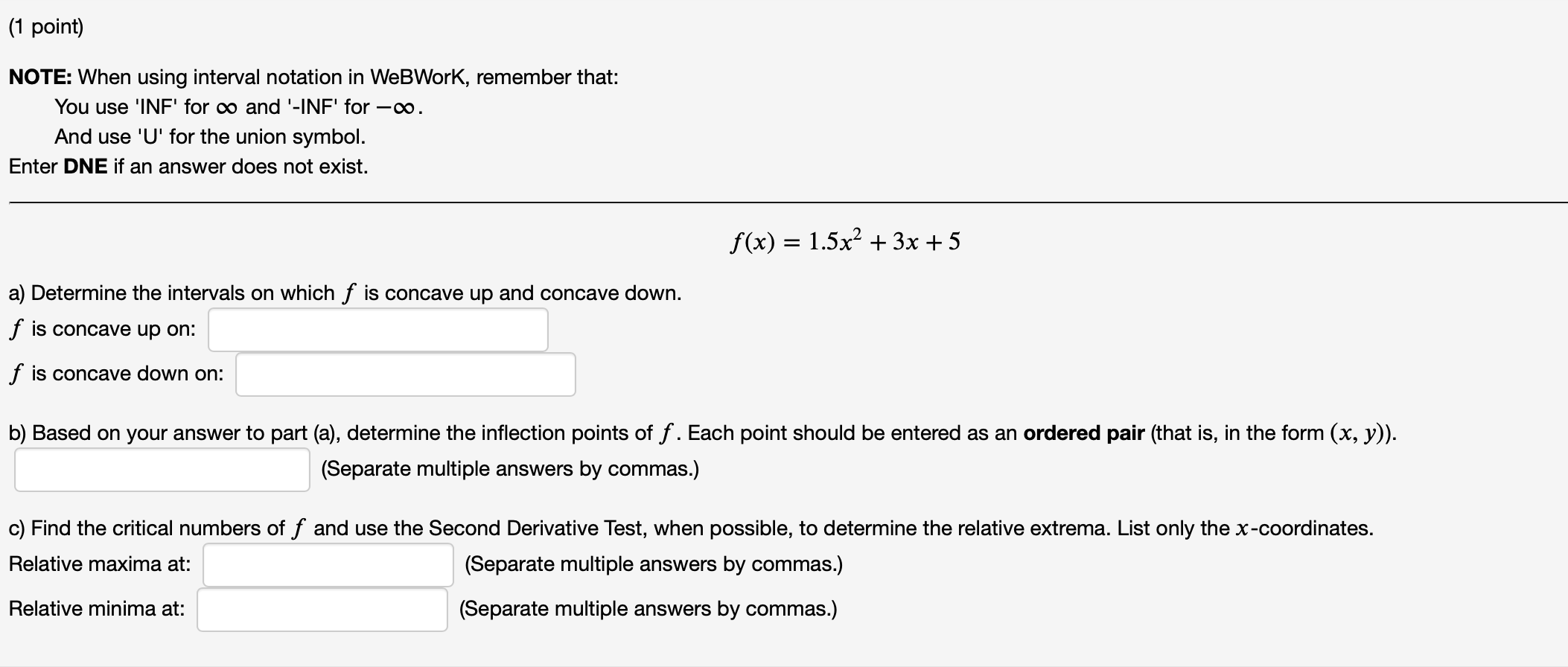 Solved (1 point) a) Find the first and second derivatives. | Chegg.com