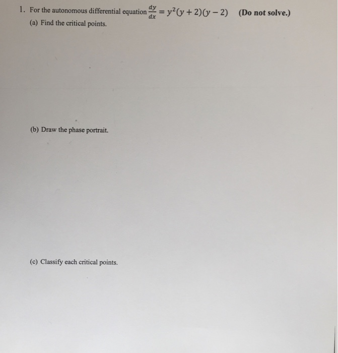 Solved For the autonomous differential equation dy/dx = | Chegg.com