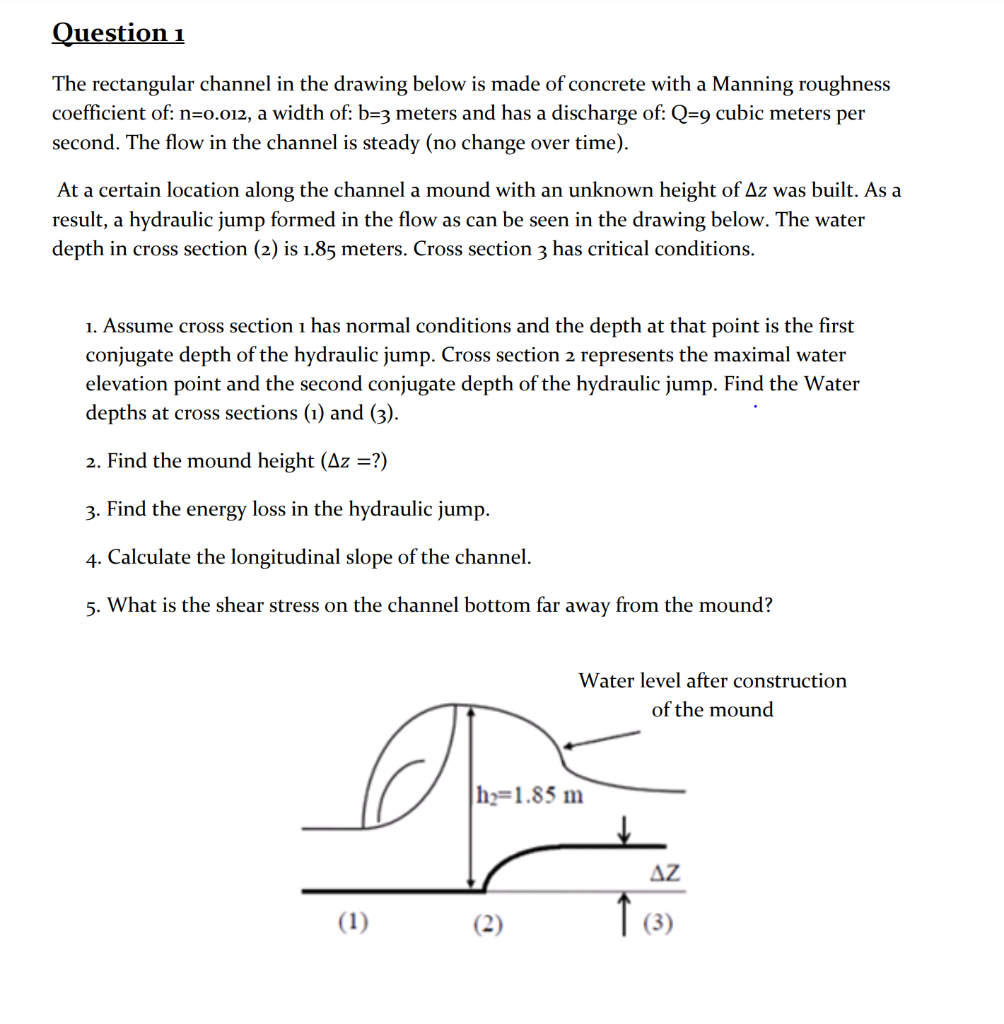 Solved Question 1 The rectangular channel in the drawing | Chegg.com