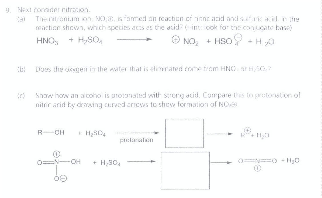 Solved 9. Next consider nitration. (a) The nitronium ion, | Chegg.com