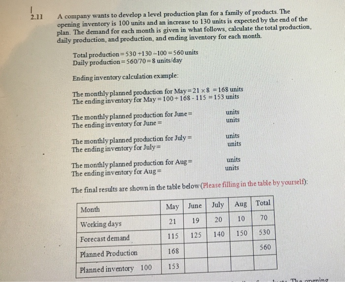 Solved 11 A company wants to develop a level production plan | Chegg.com