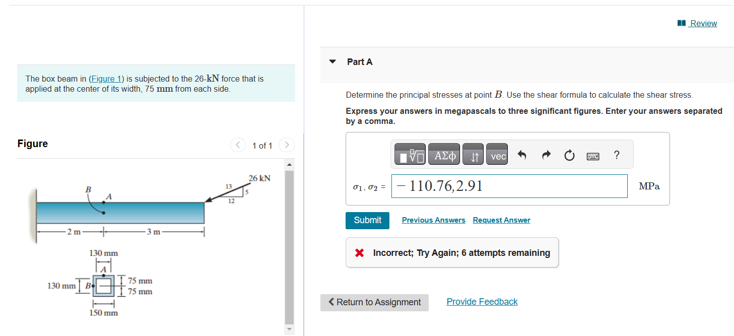 Solved The box beam in (Figure 1) is subjected to the 26−kN | Chegg.com