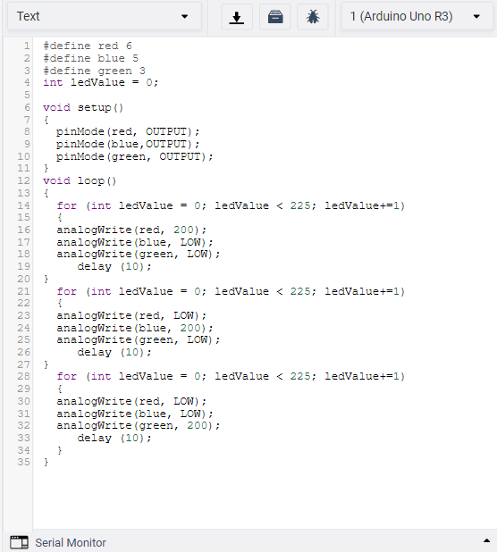 Solved Text + 1 (Arduino Uno R3) #define red 6 #define blue | Chegg.com