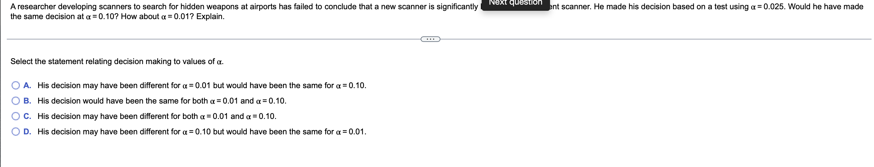 Solved Next question A researcher developing scanners to | Chegg.com