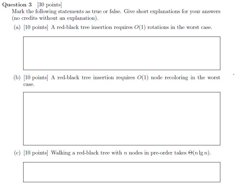 Question 3[30 points ] Mark the following statements | Chegg.com