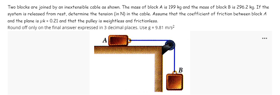 Solved Two blocks are joined by an inextensible cable as | Chegg.com