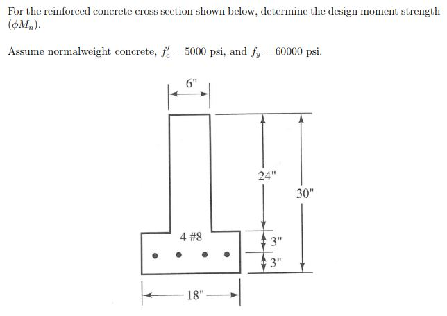 Solved For the reinforced concrete cross section shown | Chegg.com