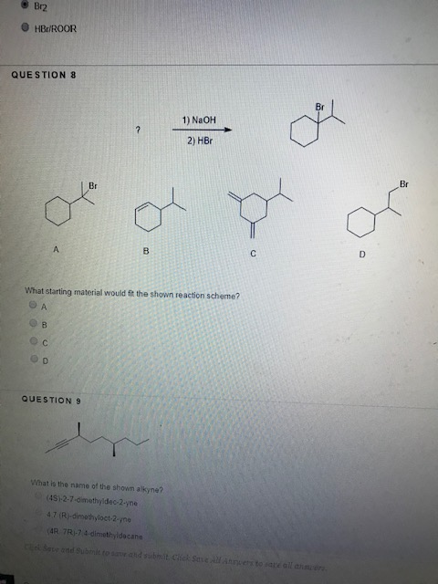 Solved Bez MBUROOR QUESTION 8 1) NaOH 2) HBO to yo What | Chegg.com