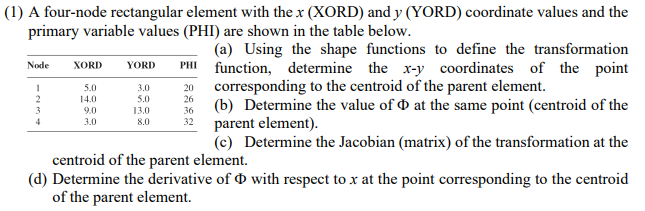 Solved Node 1 A Four Node Rectangular Element With The X 6435