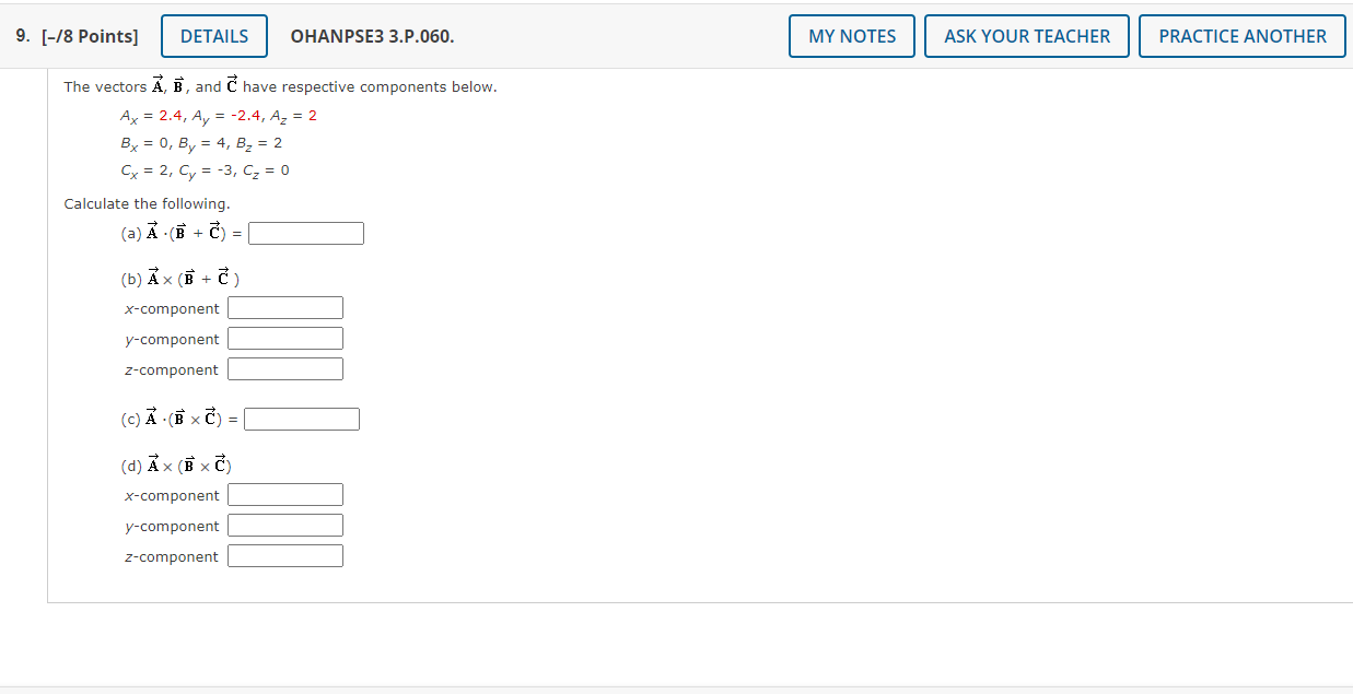 Solved Four vectors are given by the following. | Chegg.com