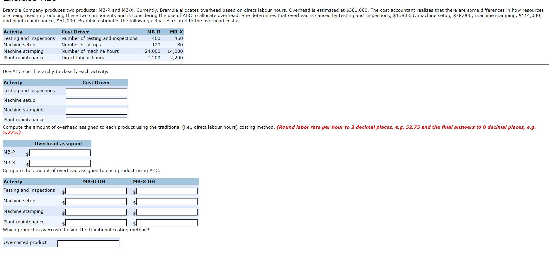 Solved Classify each Activity - The cost drivers are ( Unit | Chegg.com