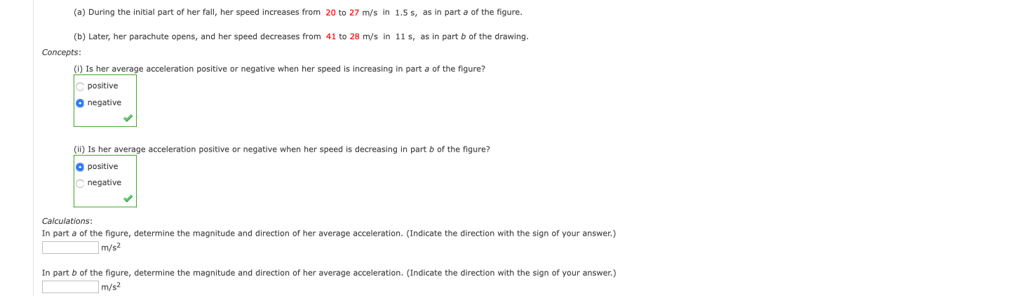 (ii) Is her average acceleration positive or negative | Chegg.com