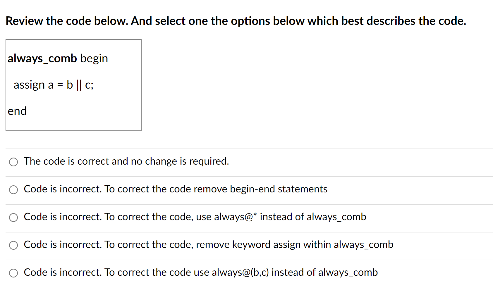 Solved Review the code below. And select one the options | Chegg.com