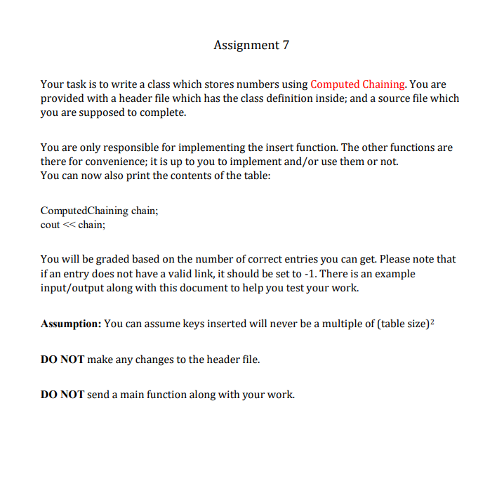 Solved computed_chaining.h #include #include | Chegg.com