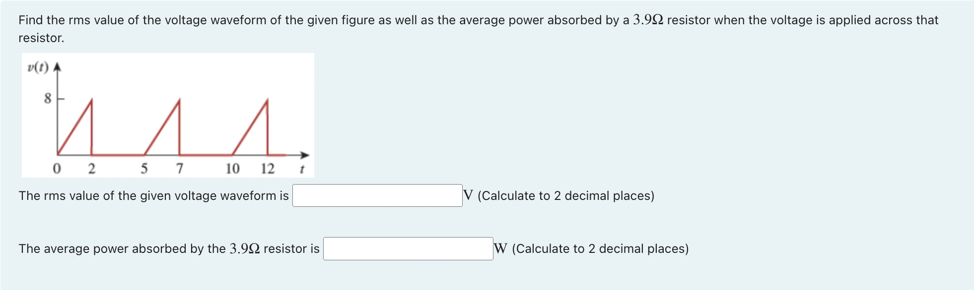 Solved Find the rms value of the voltage waveform of the | Chegg.com