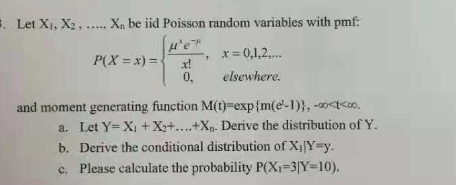 Solved Let Xi, X2, Xn be iid Poisson random variables with | Chegg.com