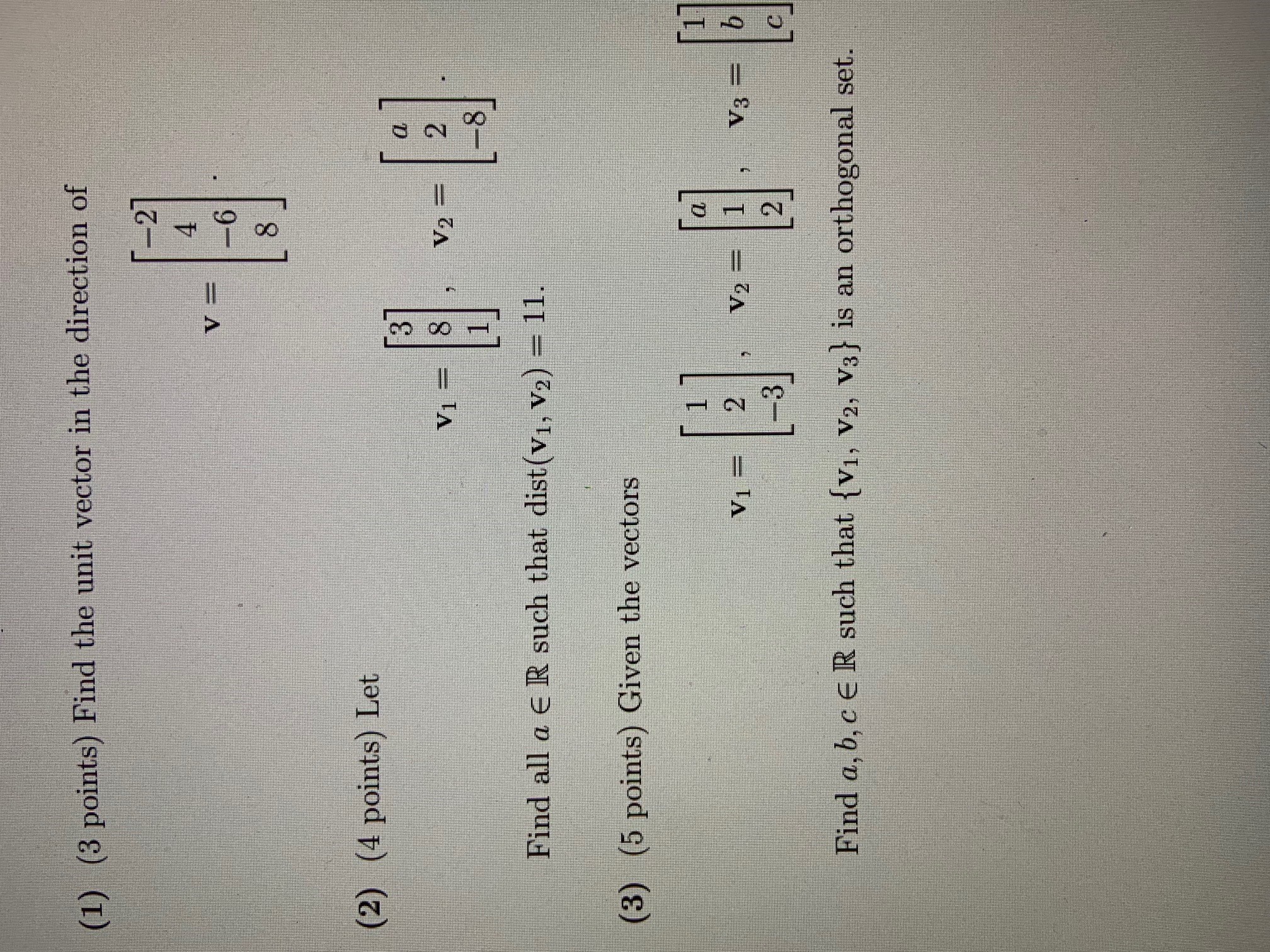 Solved (1) (3 points) Find the unit vector in the direction | Chegg.com