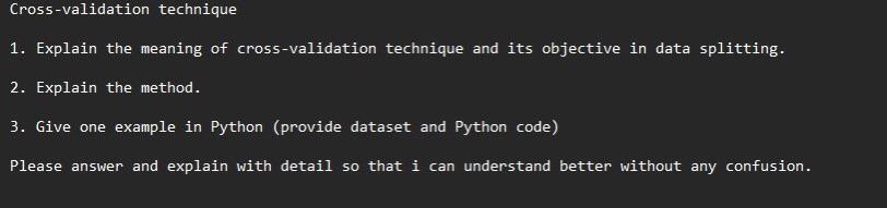 Solved Cross-validation technique 1. Explain the meaning of | Chegg.com