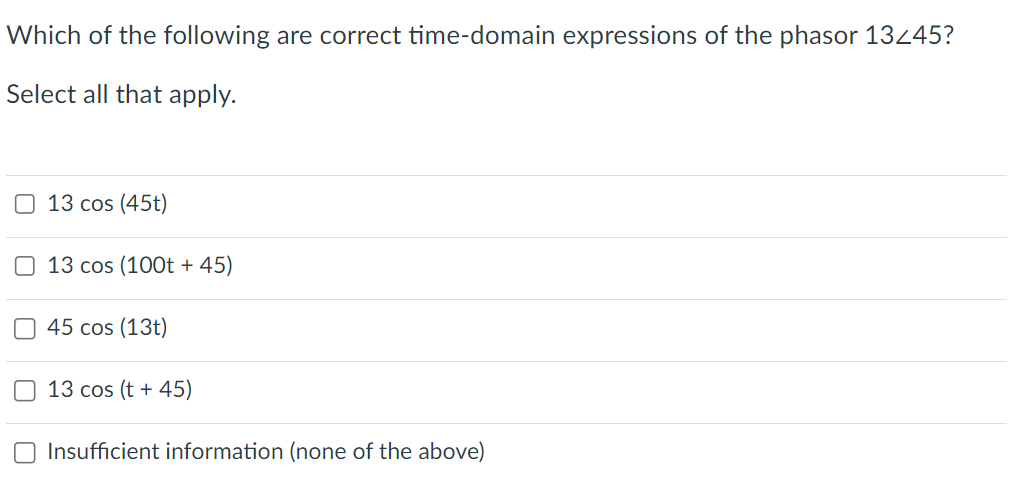 Solved Which of the following are correct time-domain | Chegg.com