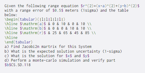 Solved Given the following range equation | Chegg.com