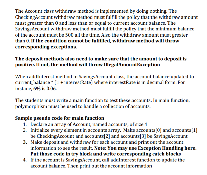 Solved Objectives: 1. Write your own exception classes 2. | Chegg.com