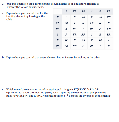Solved 3. Use this operation table for the group of | Chegg.com