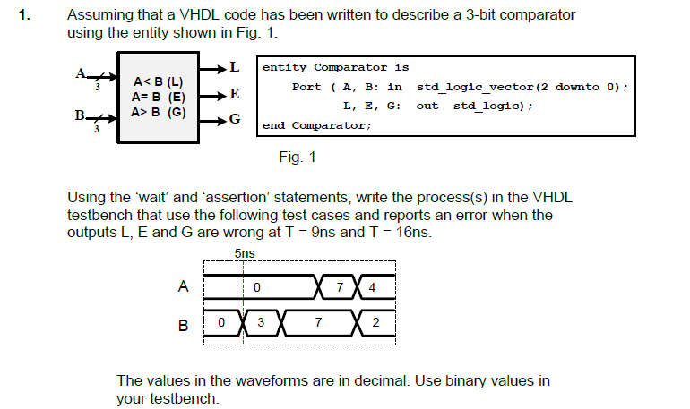 Solved 1 Assuming That A Vhdl Code Has Been Written To 