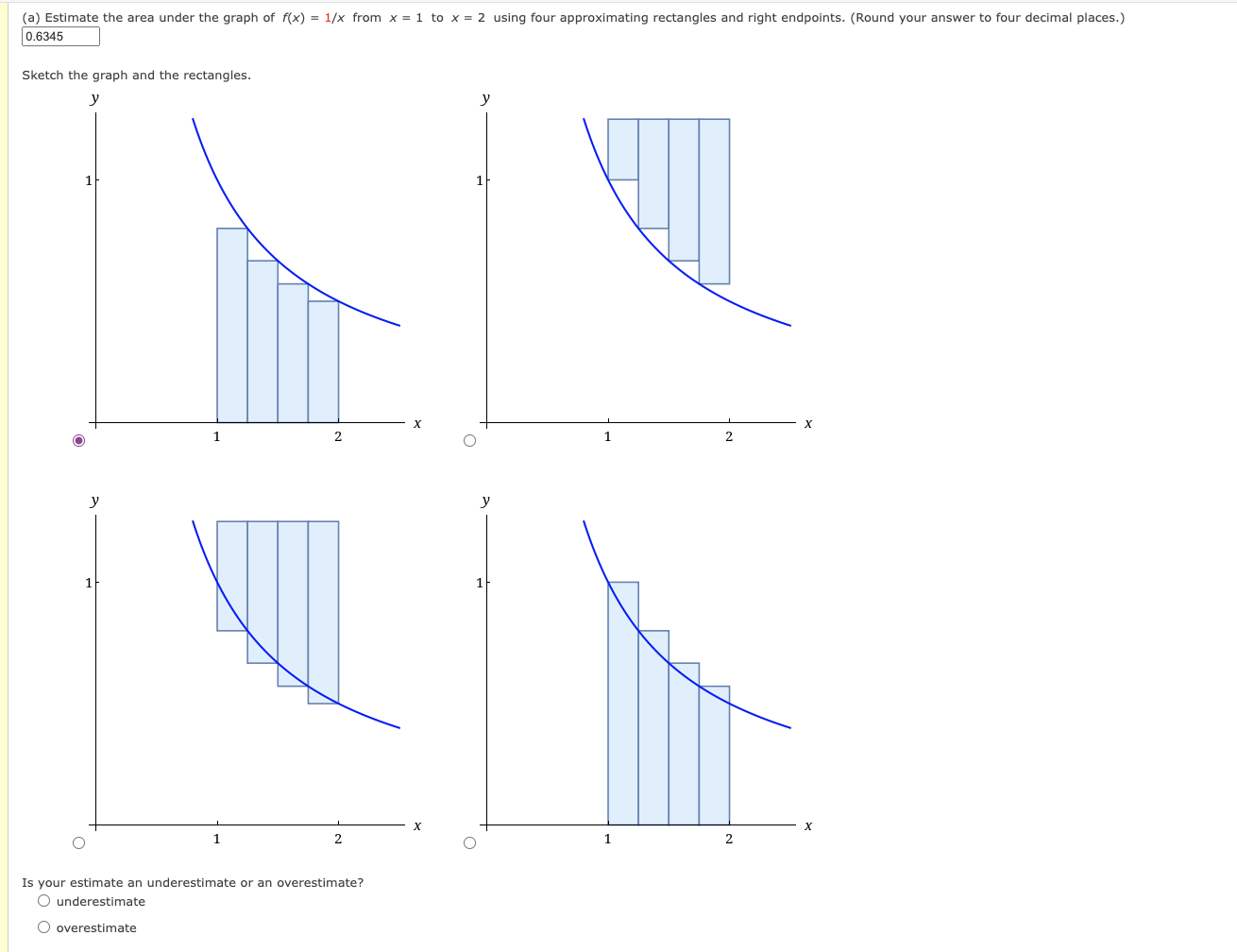 Solved (b) Repeat part (a) using left endpoints. (Round your | Chegg.com
