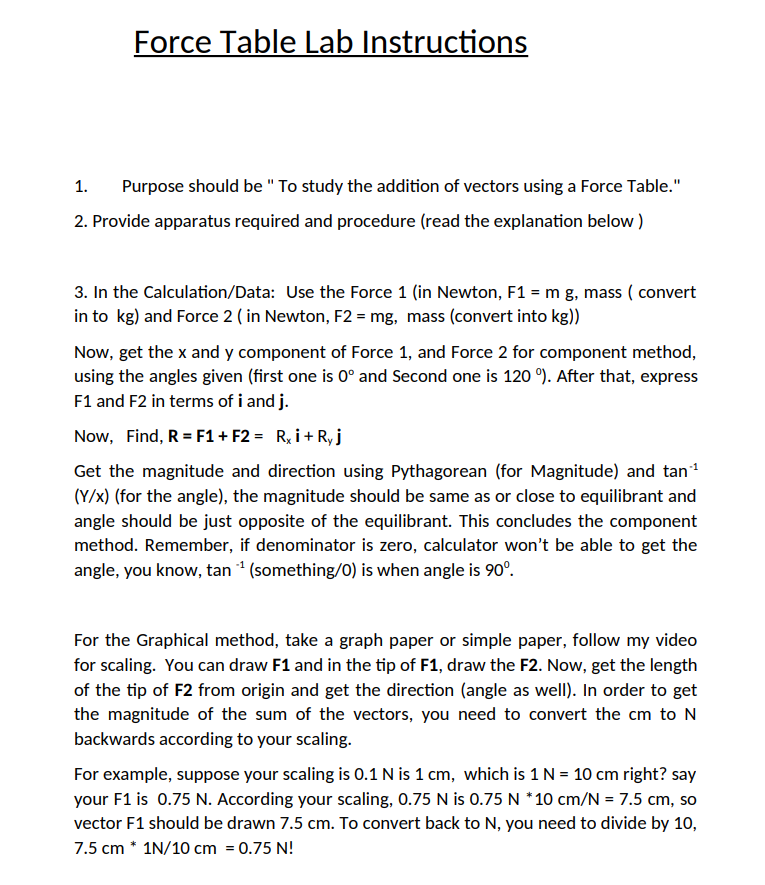 Solved Force Table Lab Instructions 1. Purpose should be " | Chegg.com
