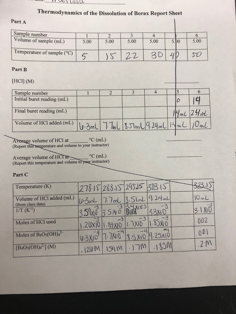 Solved CHEM 1 82 Experiment # 10 Molar solubility of borax | Chegg.com