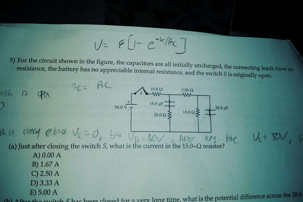 Solved 5) For the circuit shown in the figure, the | Chegg.com