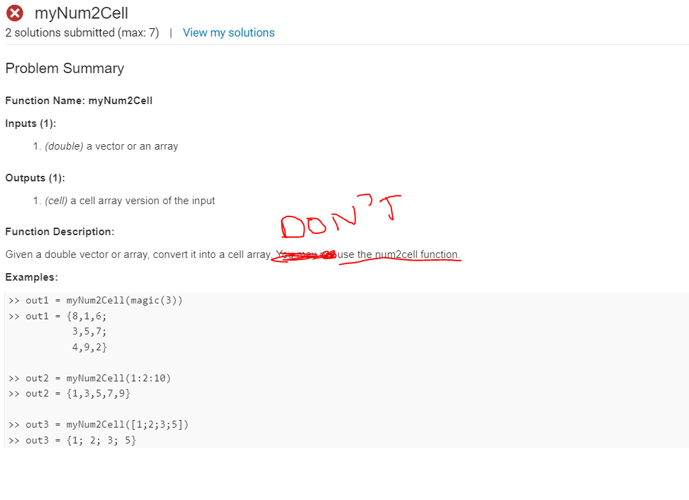 Solved myNum2Cell 2 solutions submitted (max: 7) | View my | Chegg.com