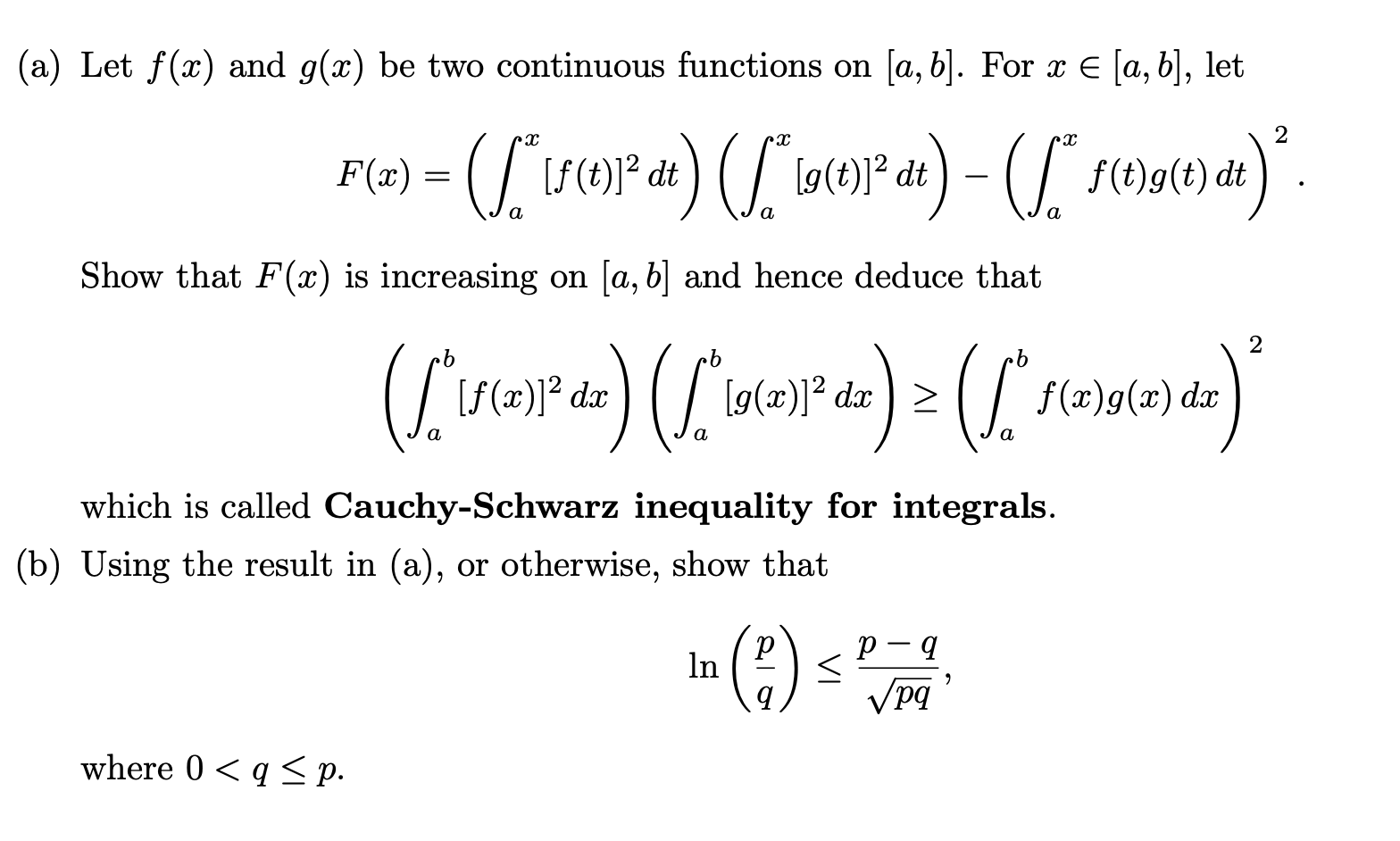 Solved (a) Let f(x) and g(x) be two continuous functions on | Chegg.com