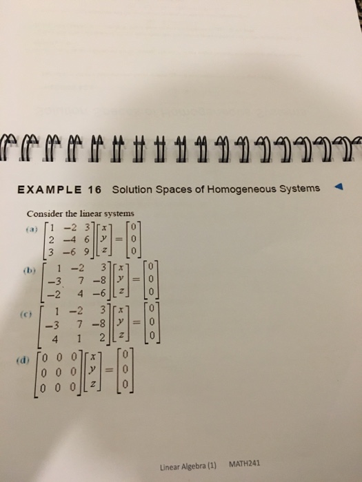 Solved EXAMPLE 16 Solution Spaces of Homogeneous Systems | Chegg.com