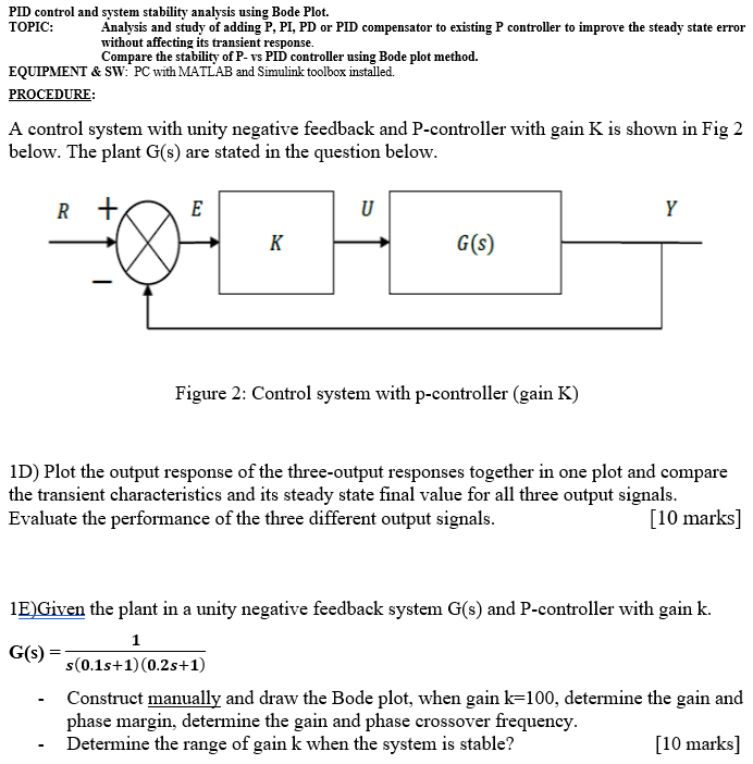 Solved Q1D PID control and system stability analysis using | Chegg.com