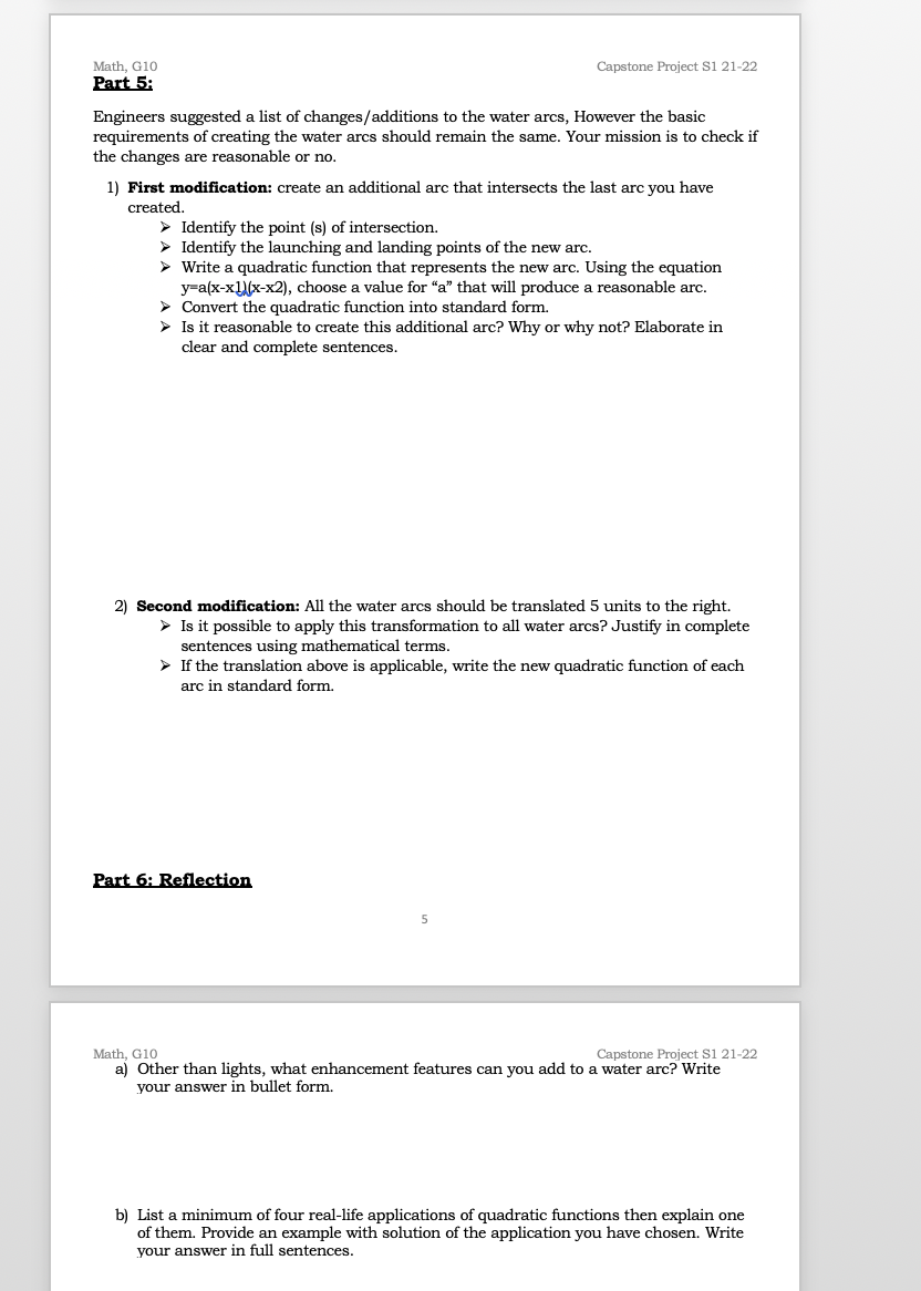 Solved Math, G10 Capstone Project Si 21-22 Part 5: Engineers | Chegg.com
