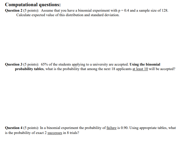 Solved Computational questions: Question 2 (5 points): | Chegg.com