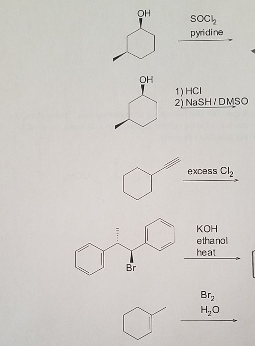 Solved OH Socl2 pyridine OH 1) HCI 2) NaSH/DMSO excess Cl | Chegg.com