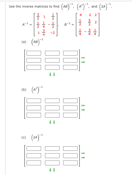 Solved Use the inverse matrices to find AB (AB) ** (47) and | Chegg.com