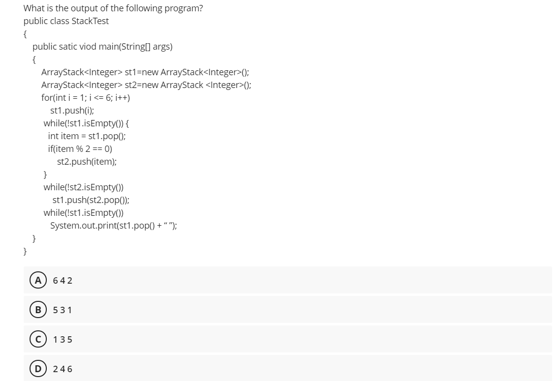 Solved What is the output of the following program? public | Chegg.com