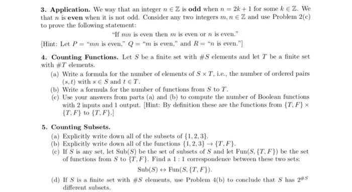 Solved 3. Application. We way that an integer n EZ is odd | Chegg.com