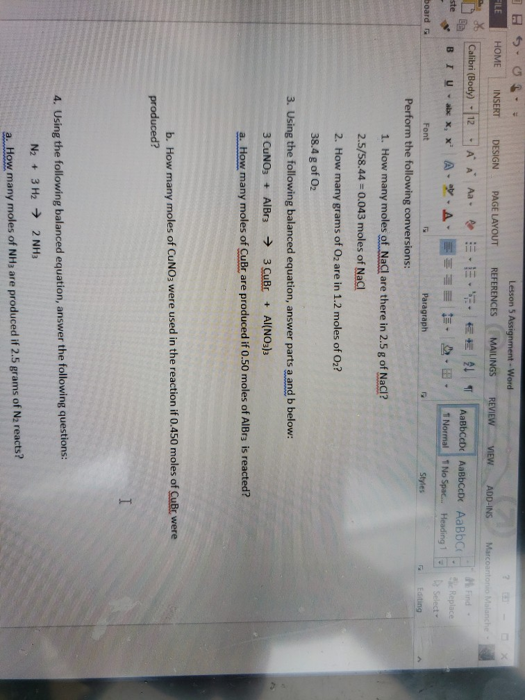 Solved Lesson 5 Assignment - Word LE HOME INSERT DESIGN PAGE | Chegg.com