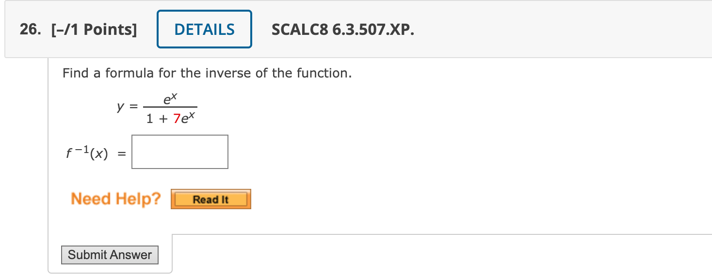 Solved [-/1 Points] SCALC8 6.3.507.XP. Find a formula for | Chegg.com