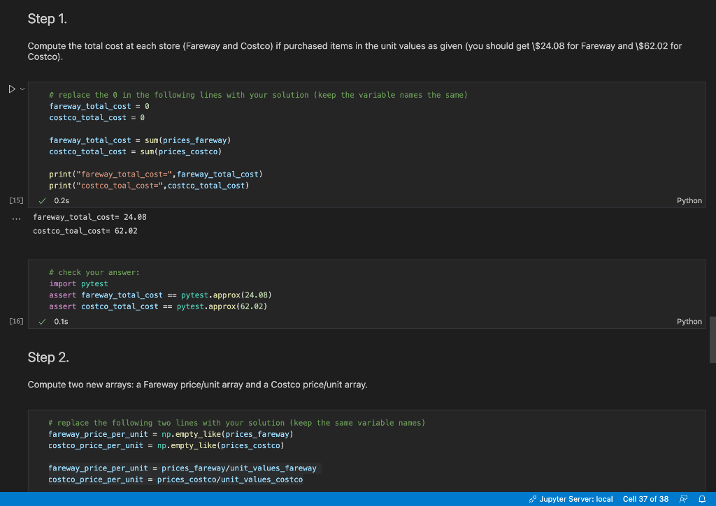 Step 1. Compute the total cost at each store (Fareway | Chegg.com