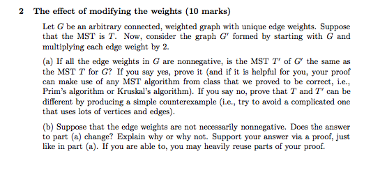 Solved The effect of modifying the weights ( 10 marks) Let G | Chegg.com