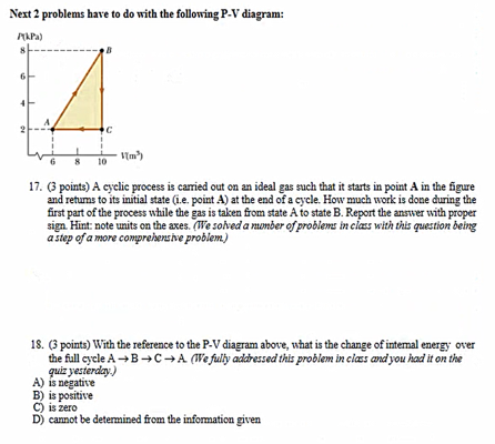 Solved Next 2 problems have to do with the following P-V | Chegg.com